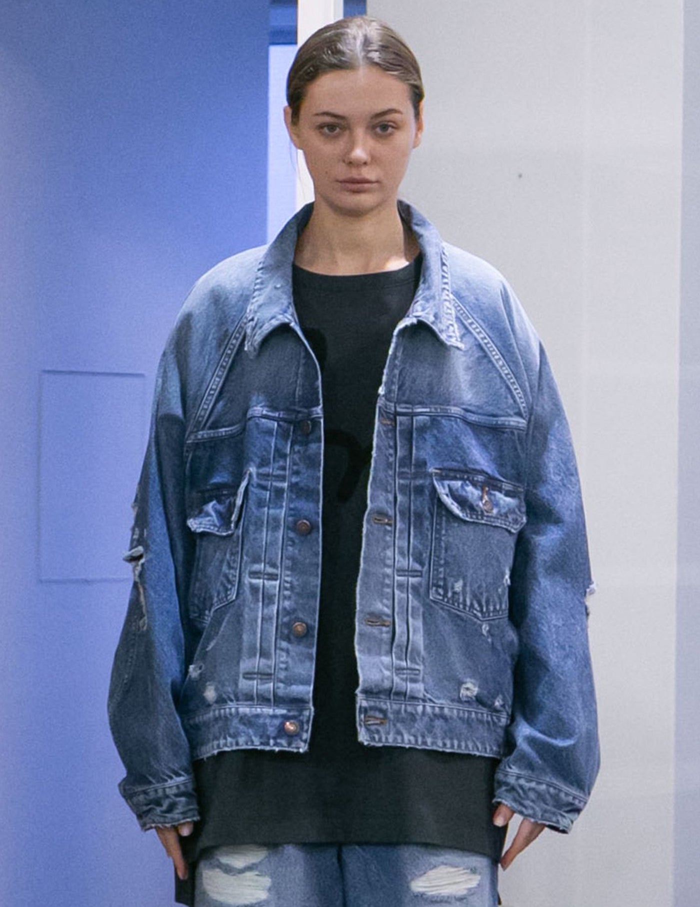 MY BEAUTIFUL LANDLET MBL-DMBZ RIPPED DENIM RAGLAN BIG JACKET – hideandseekStore