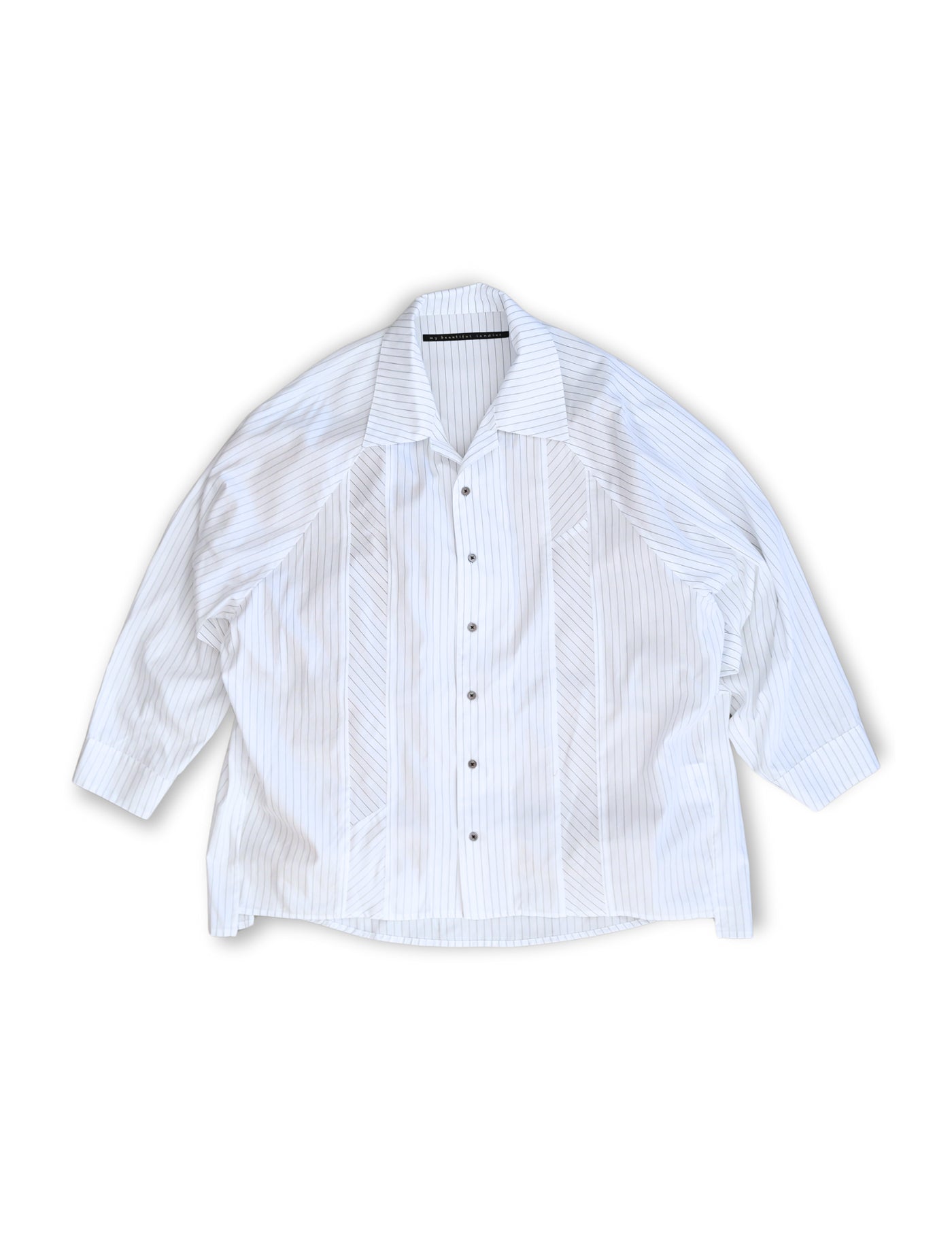 MY BEAUTIFUL LANDLET WM09-SH251092 POPLIN STRIPE RAGLAN OVERSIZE SHIRT ...