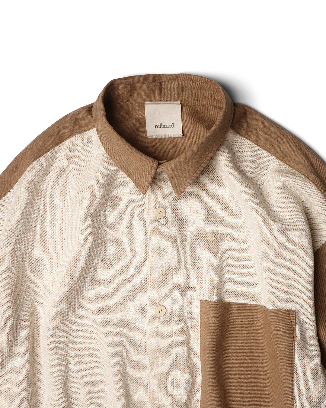 refomed RE23SS-SH03 OVERSIZED KNIT COMBINATION SHIRT – hideandseekStore